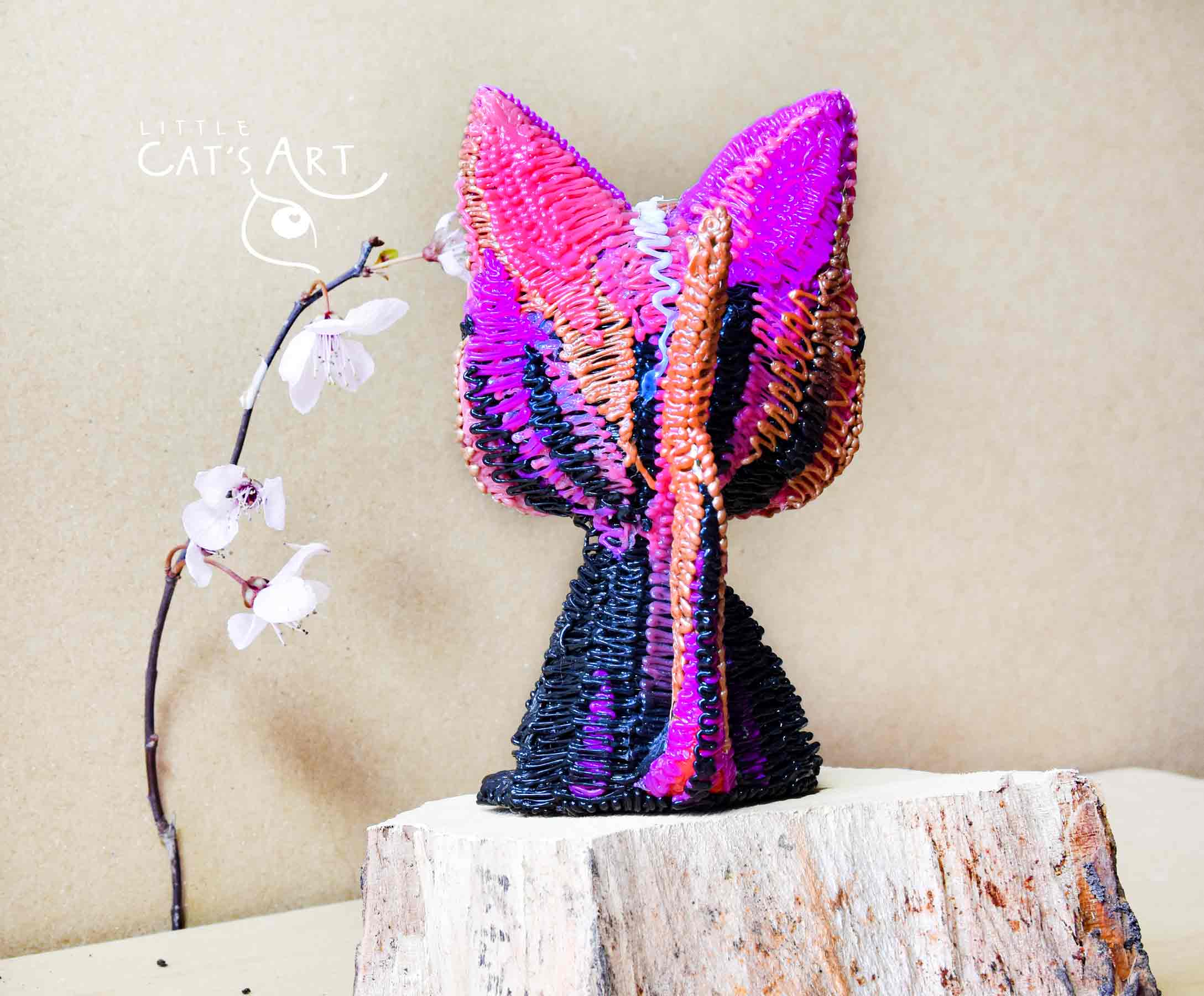 Spring colour palette cat figurine sculpture - Little Cat's Art