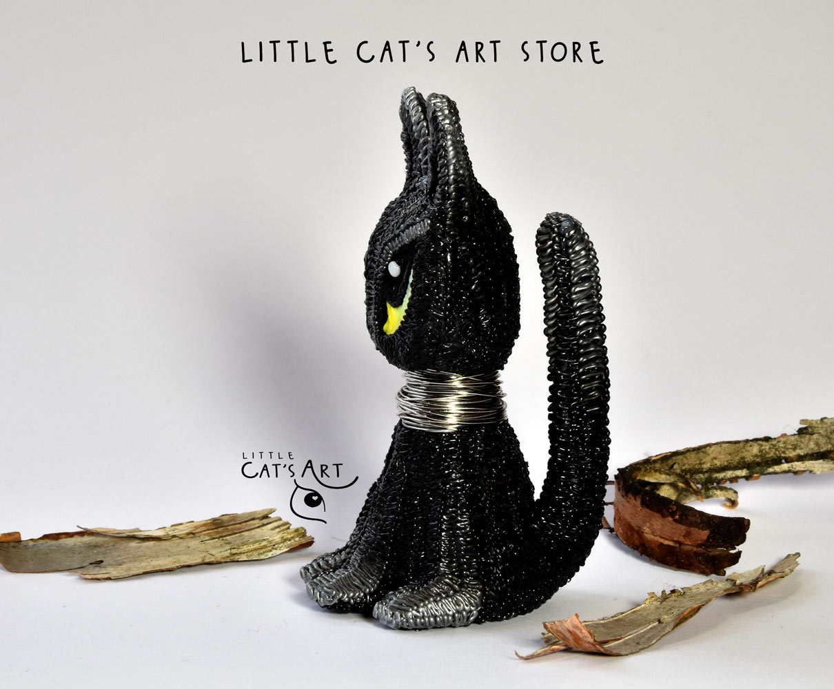 Mini black panther cat queen - Little Cat's Art
