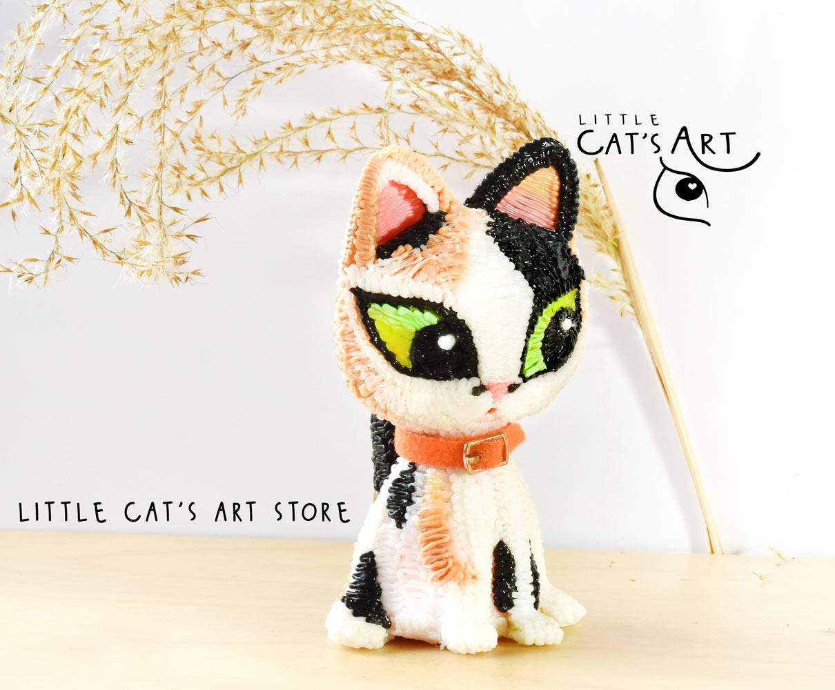 Calico kitten collectible figurine - Little Cat's Art