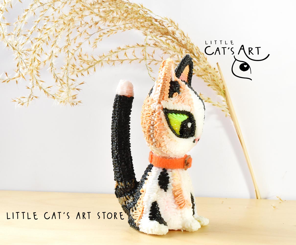 Calico kitten collectible figurine - Little Cat's Art