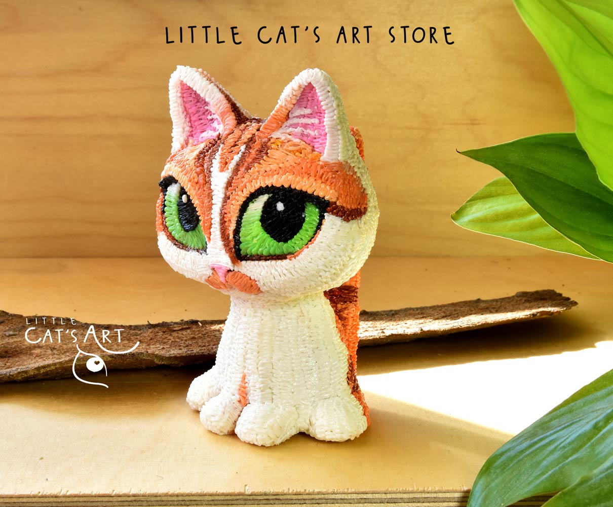 Custom order Mini me Porsche kitty figurine - Little Cat's Art