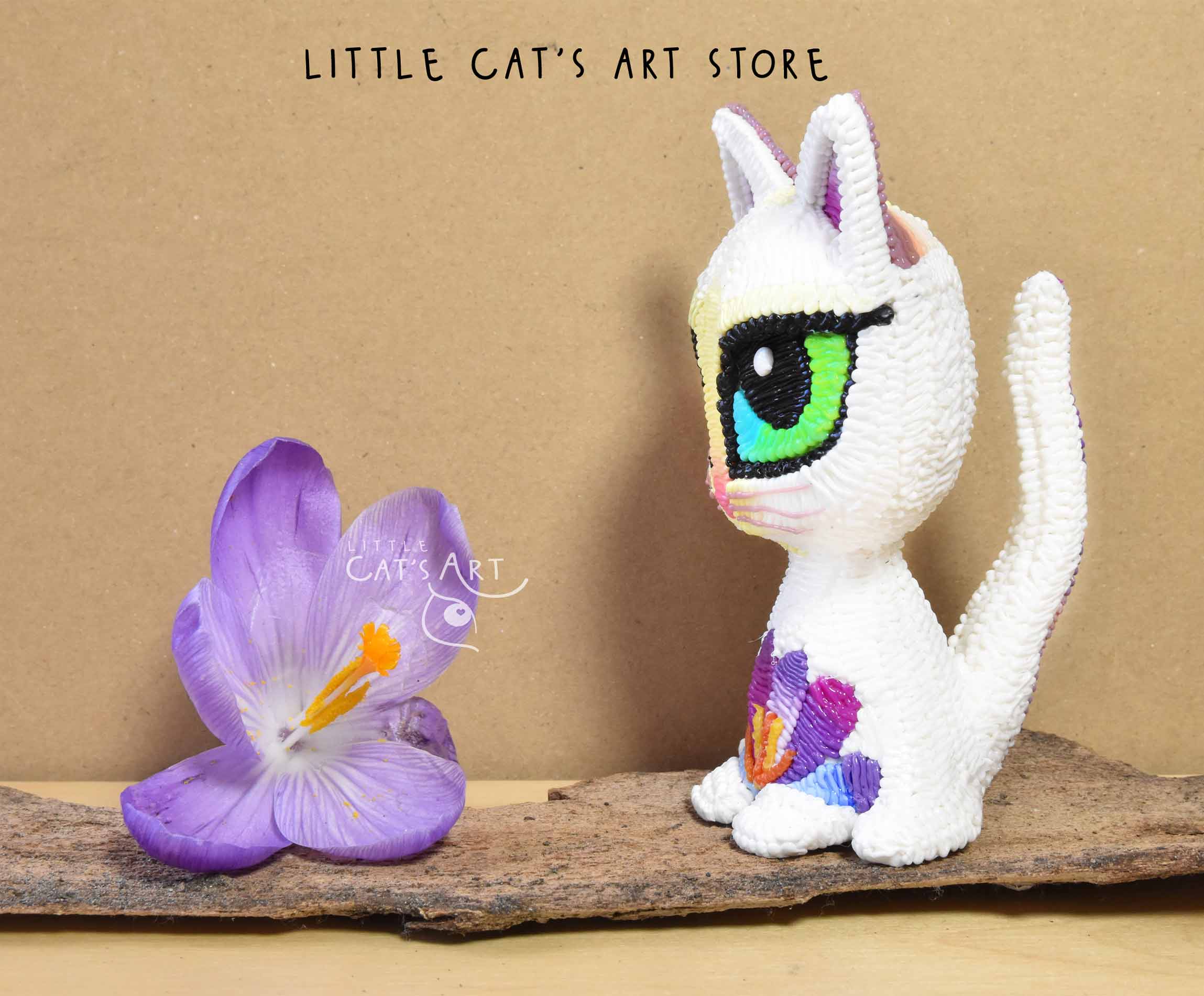 Fundraising Giveaway Donation "White spring cat & violet crocus flower ...