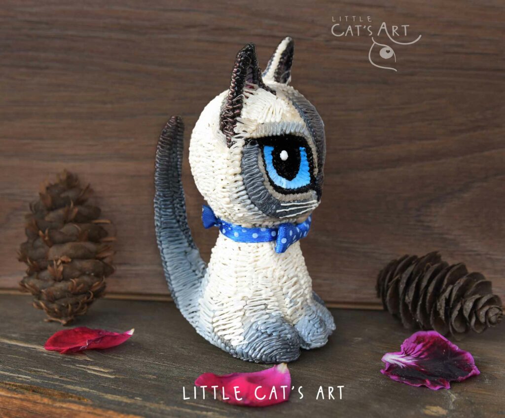 Blue Point Siamese cat Mini-me Alfie - Little Cat's Art